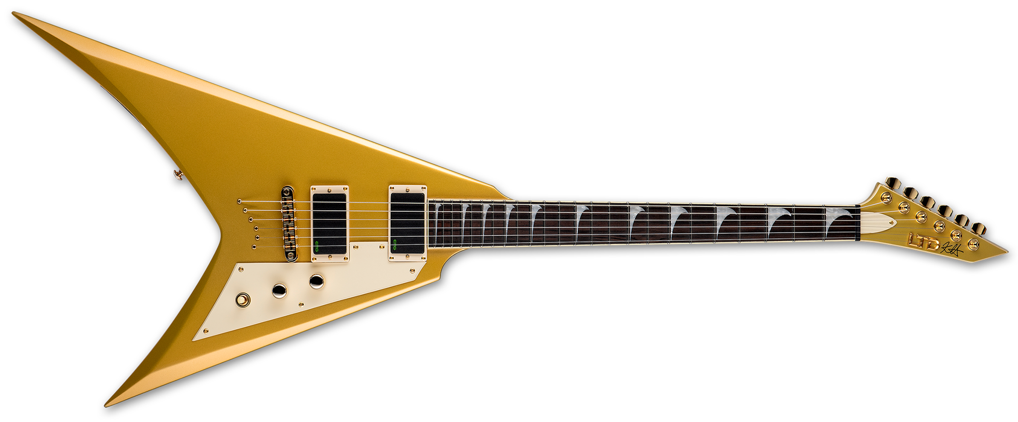 LTD SIGNATURE SERIES Kirk Hammett KH-V Metallic Gold 6-String Electric ...