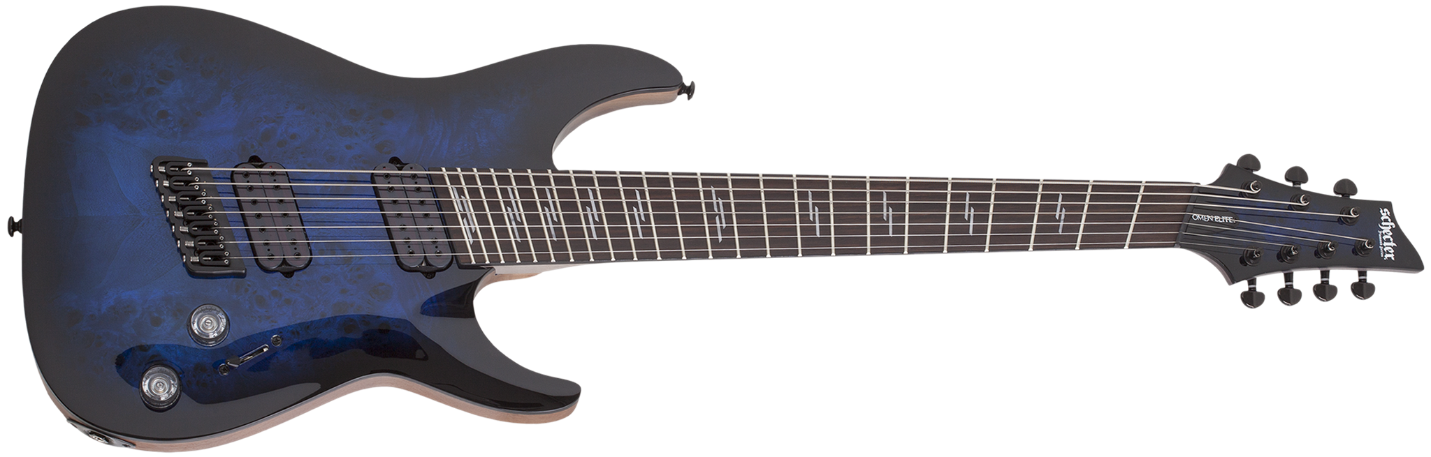 Schecter DIAMOND SERIES Omen Elite-7 Multiscale See Thru Blue Burst 7 ...